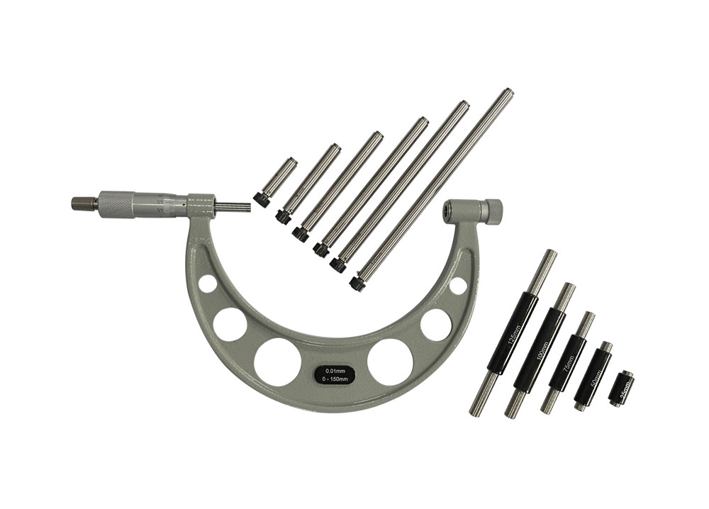 0-150mm Interchangeable Anvils Outside Micrometer With Ratchet Thimble ...